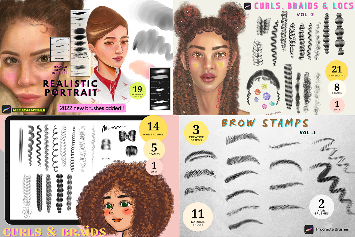 Procreate Portrait Brushes Bundle, a Brush Add-On by Artbykimmyw