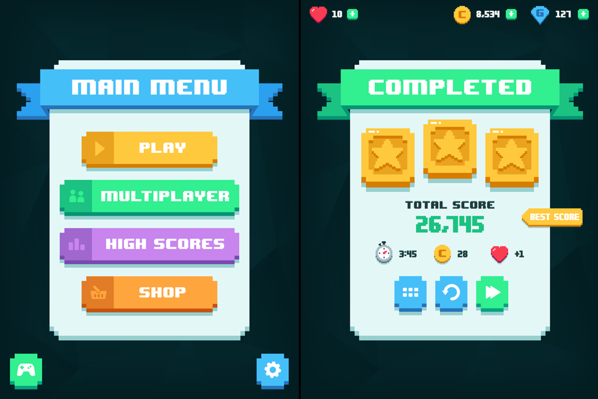 GUI for Low Poly Game, an Illustration by wowu