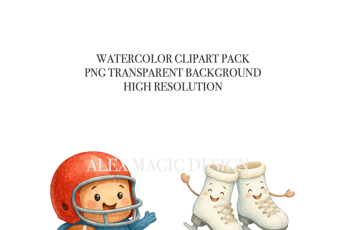 Watercolor Sports Clipart Set