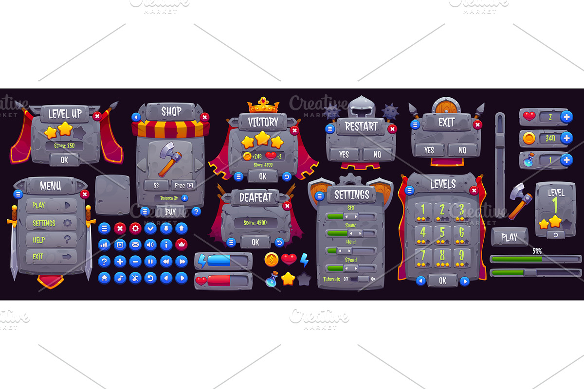 Medieval royal knight game asset, a Technology Illustration by Vector ...