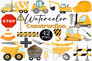 Watercolor Construction Clipart Set, an Illustration by CropUp Creative