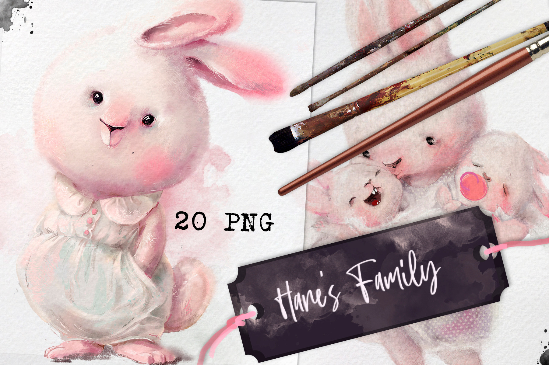 Hare's Family, an Animal Illustration by Eve Farb | Creative Market