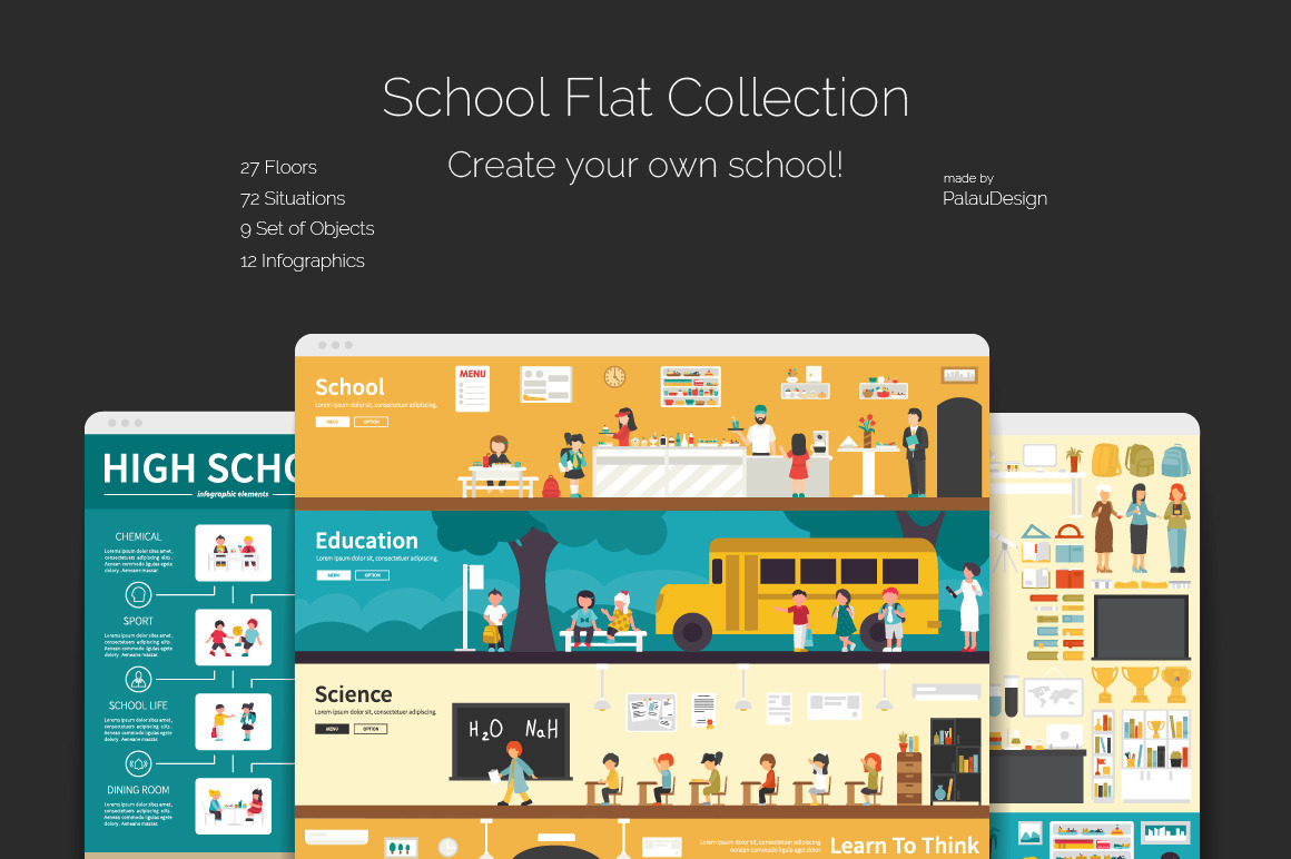School Flat Collection, an Education Illustration by Palau