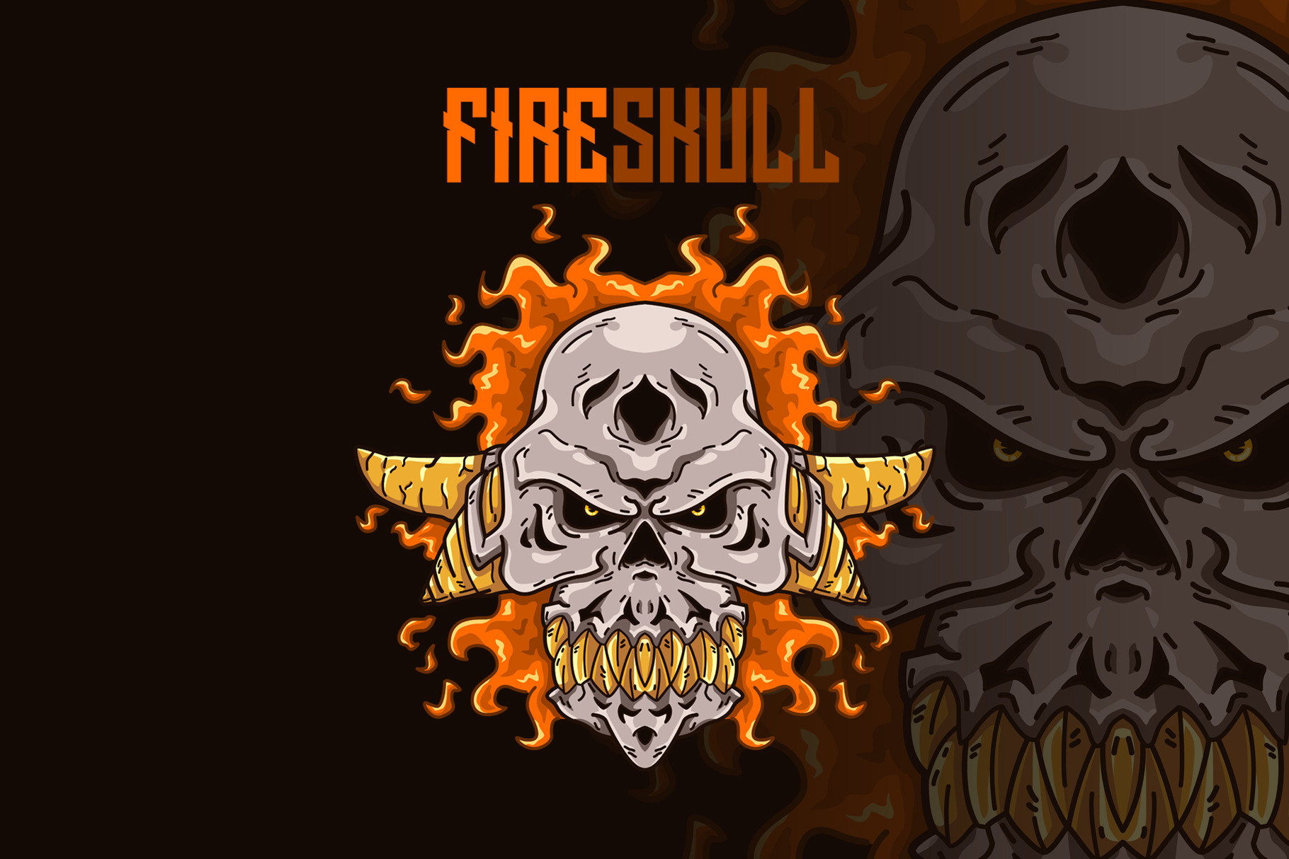 Fire Skull Vector Illustration, an Illustration by dien96