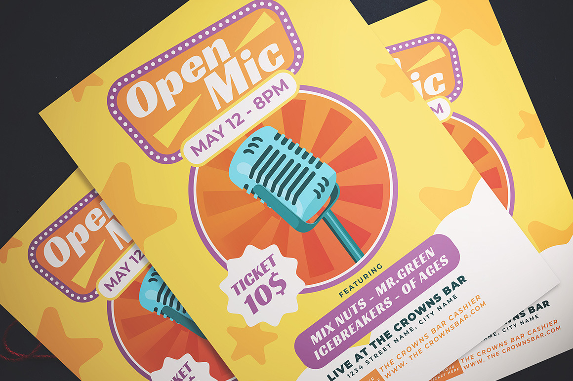 Open Mic Flyer | Flyer Templates ~ Creative Market