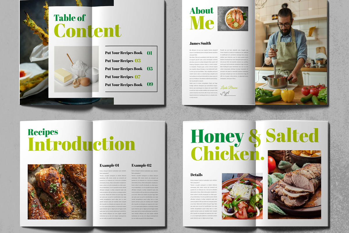 Recipes Cookbook Magazine Layout