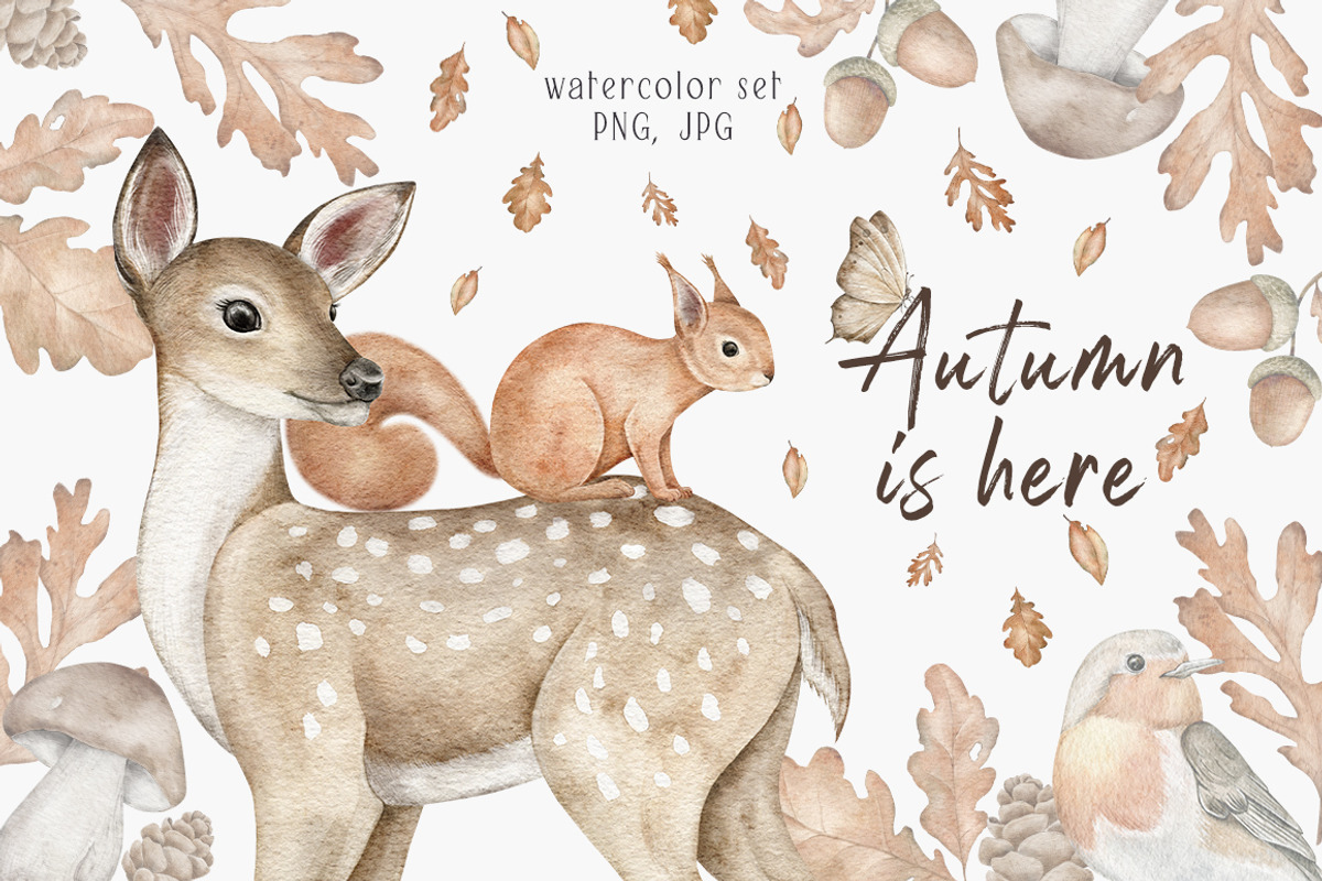 Woodland animal clipart Autumn mood, an Animal Illustration by Daryartsy