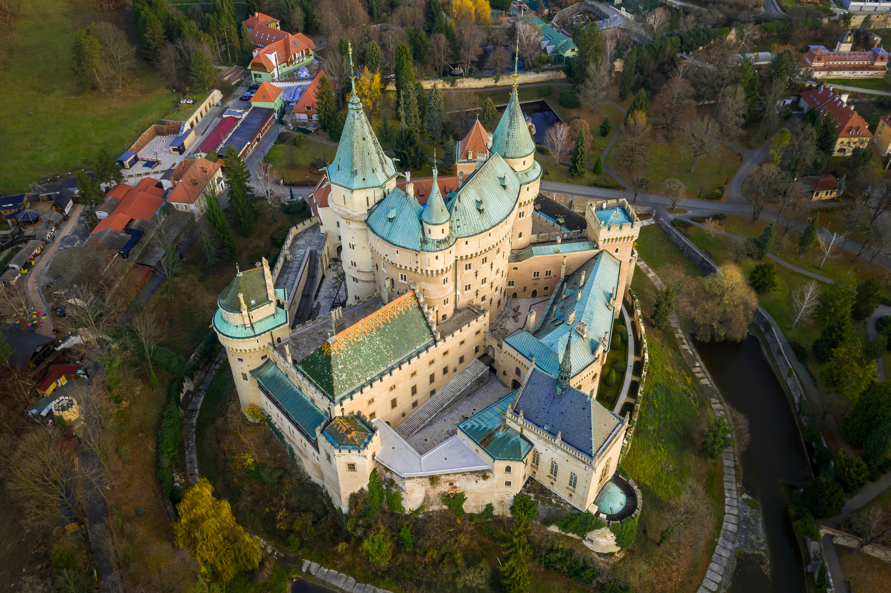 Bojnice castle from bird's eye view, an Architecture Photo by WildMedia