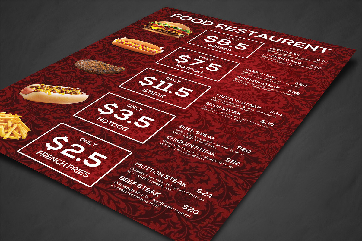 Food Menu Flyer, a Flyer Template by AfzaalGraphics