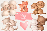 Cute Animals Hug Clipart, an Animal Illustration by BonbonnyDesigns