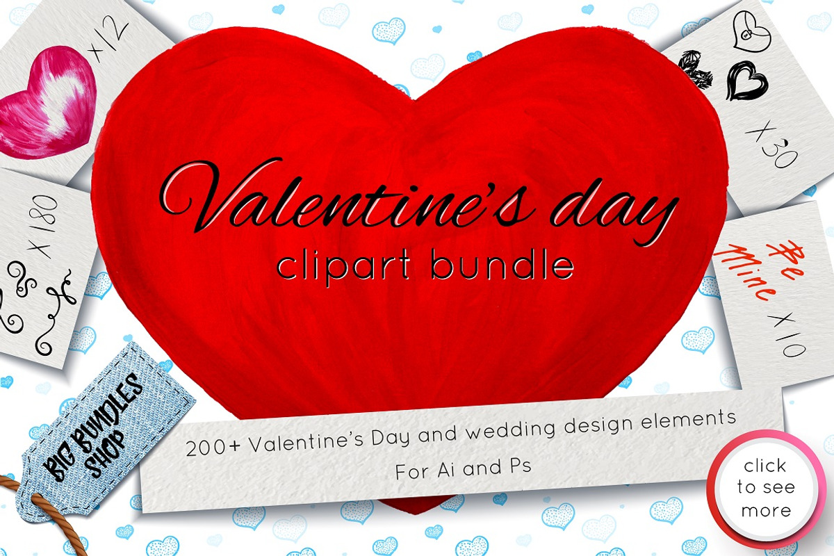 Valentine’s day clipart bundle, an Illustration by Big Bundles Shop