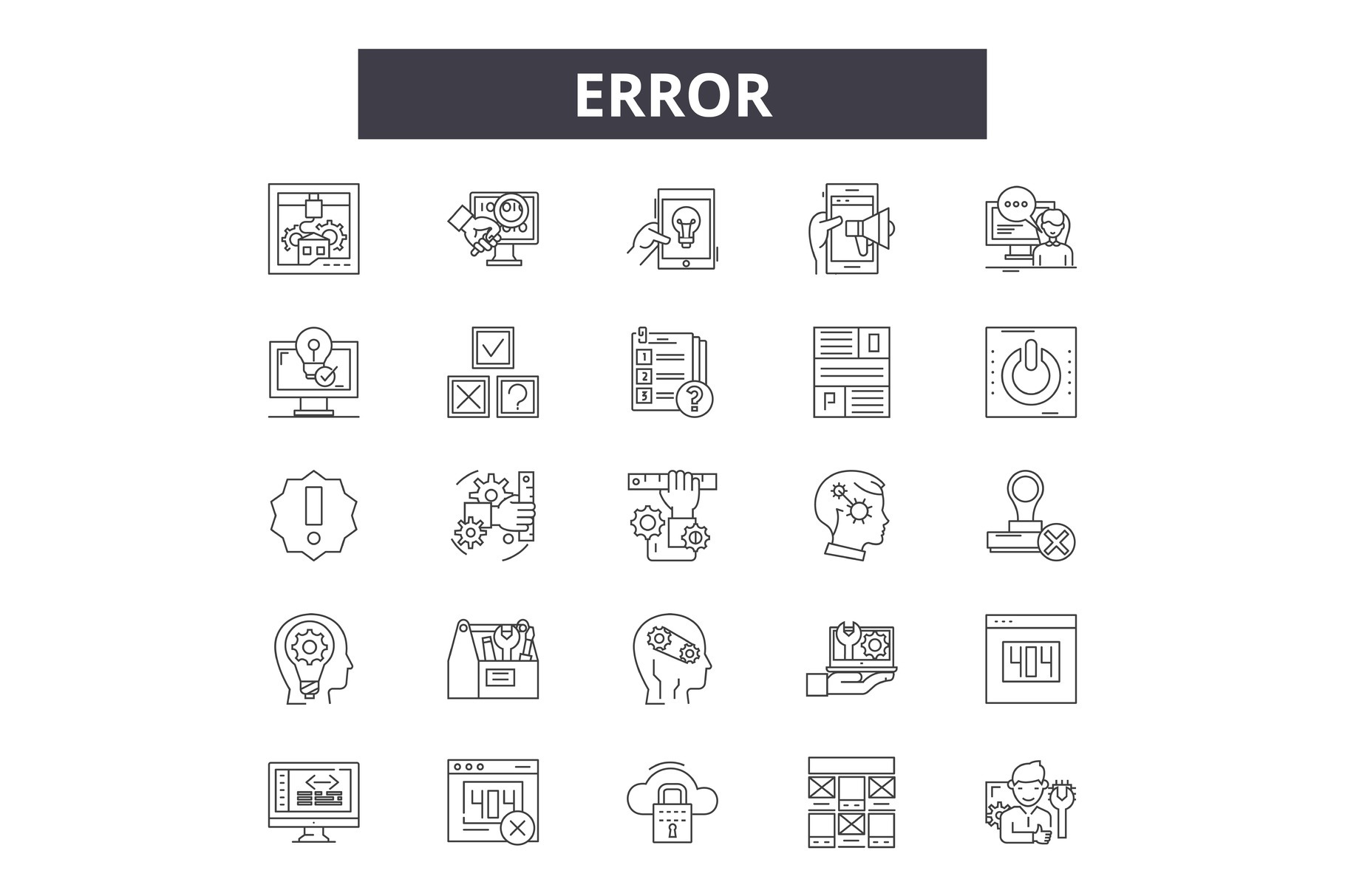 Error line icons, signs set, vector | Textures ~ Creative Market