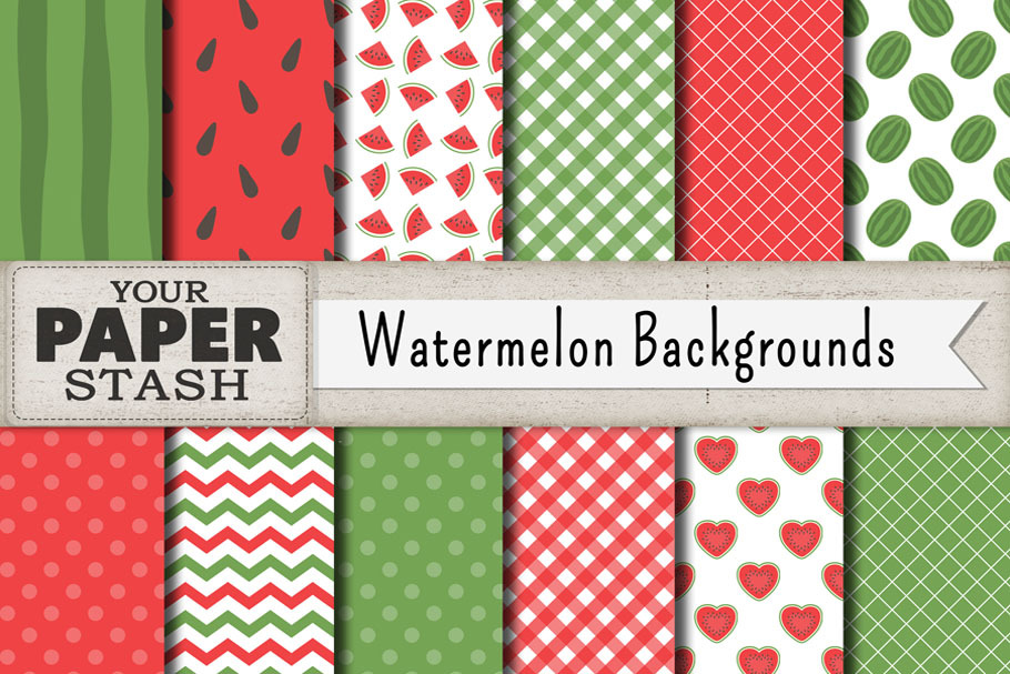 Watermelon Digital Paper Background, a Texture Graphic by Your Paper Stash