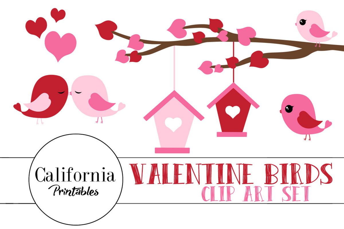 Valentine Bird ClipArt Set, an Illustration by Nagore Rodriguez Design