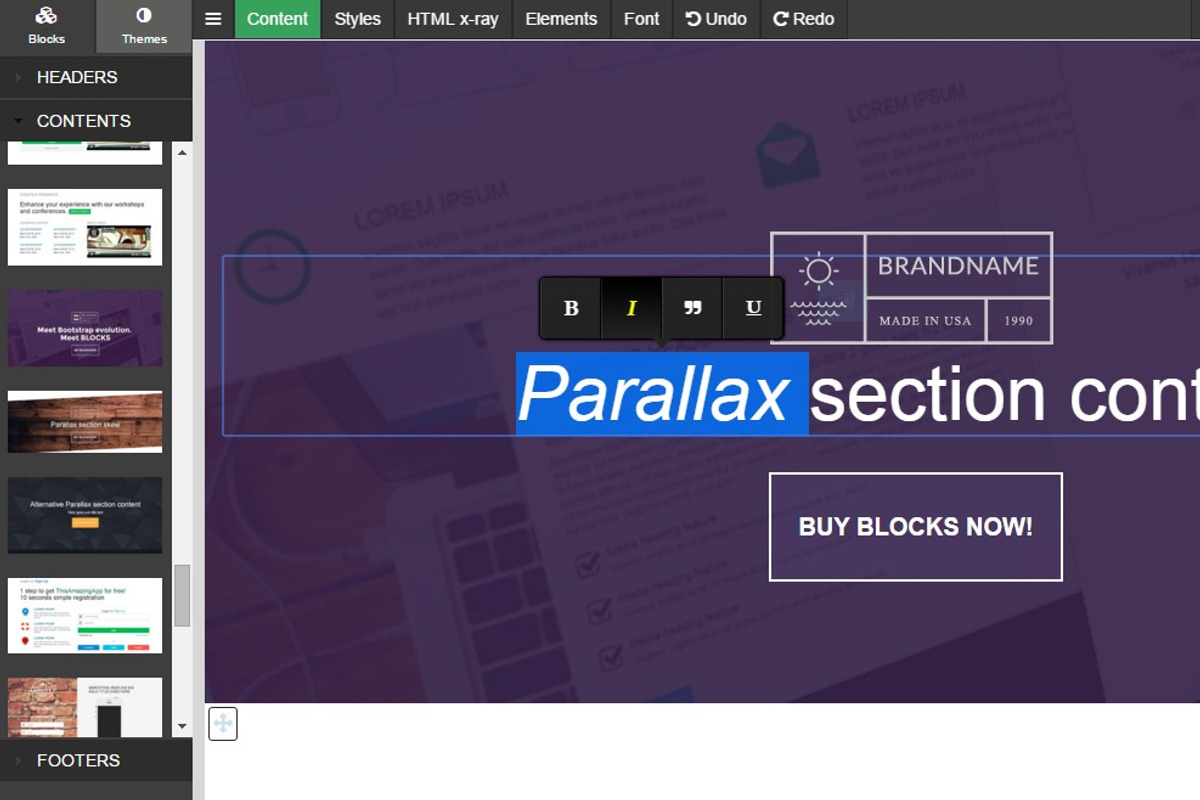 Bootstrap 3 drag-n-drop BLOCKS, a Bootstrap Template by Bootstraptor