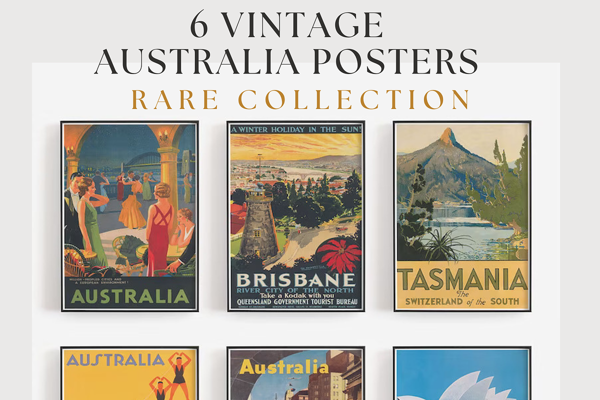 6 Vintage Australian Posters, an Object Graphic by HaithamSimas