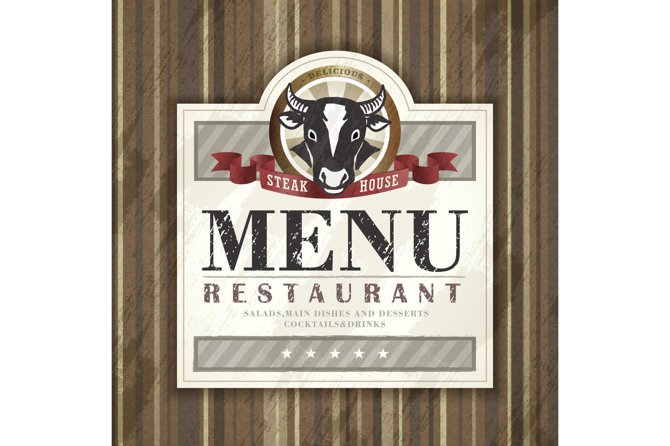 steak house restaurant menu design, a Food Illustration by TotallypicRF