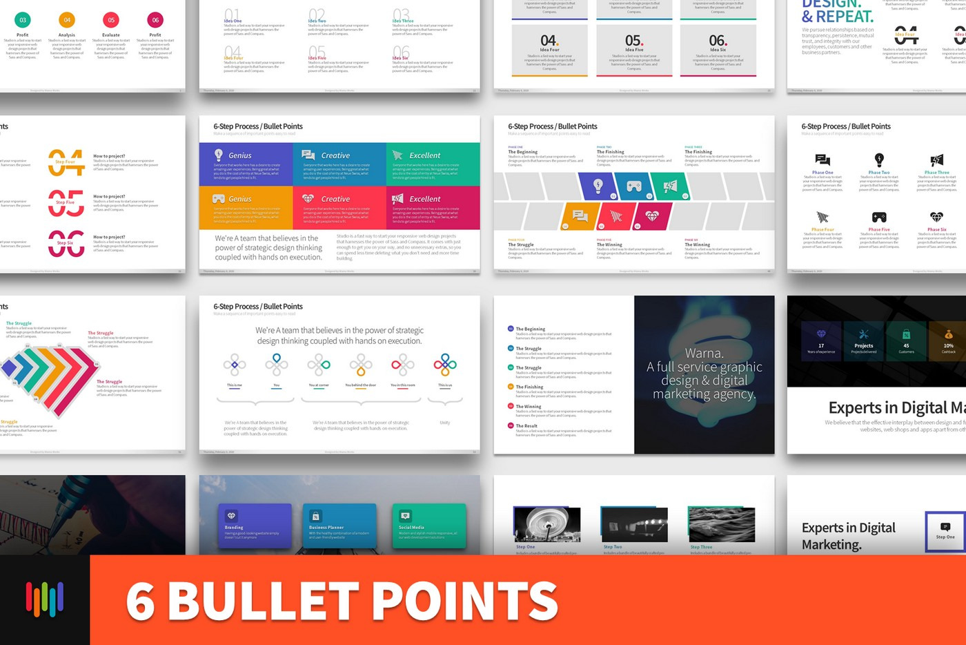 6 Bullet Points PowerPoint Templates | Creative Market