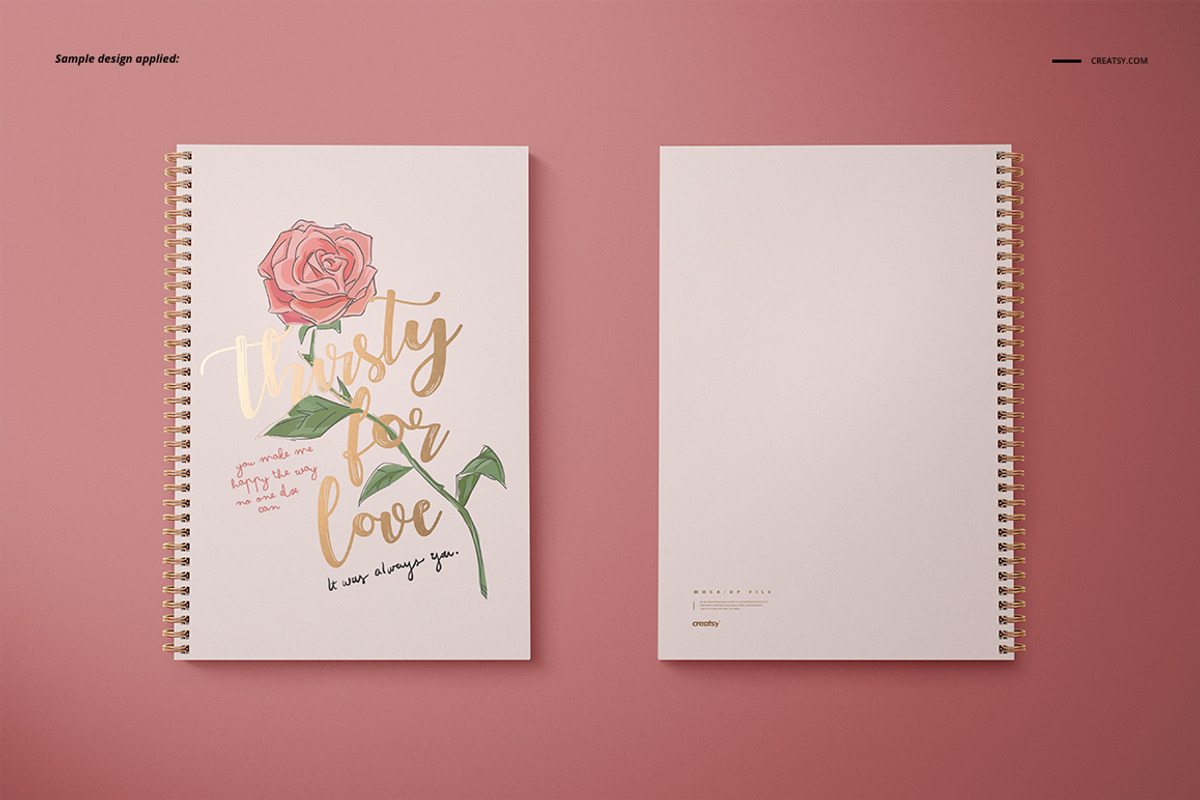 A4 Notebook Mockup Set (square holes, a Print Template by creatsy5