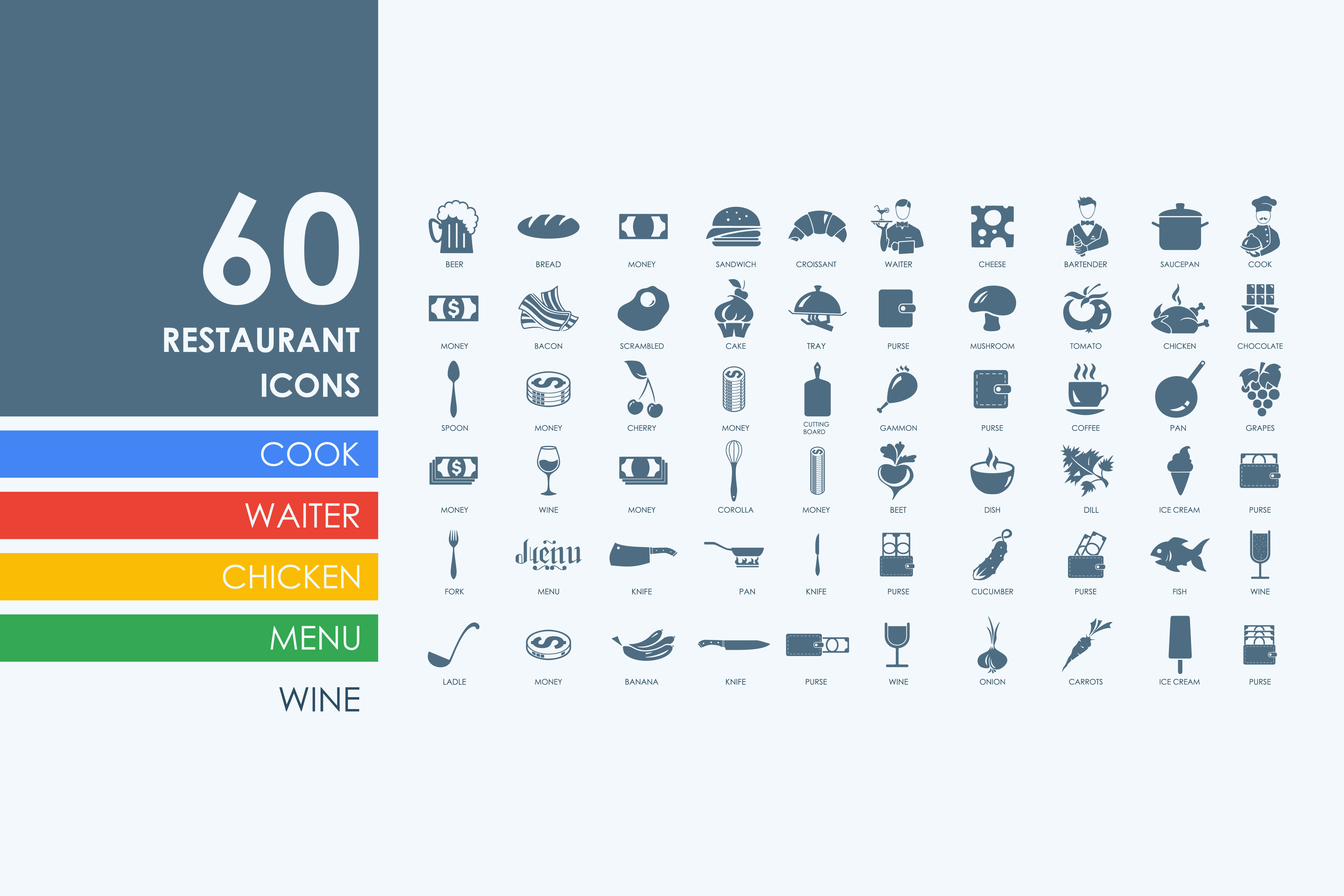 60 restaurant icons | Icons ~ Creative Market