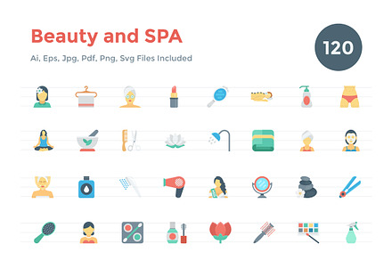 100 Spa Vector Icons, an Icon by Creative Stall