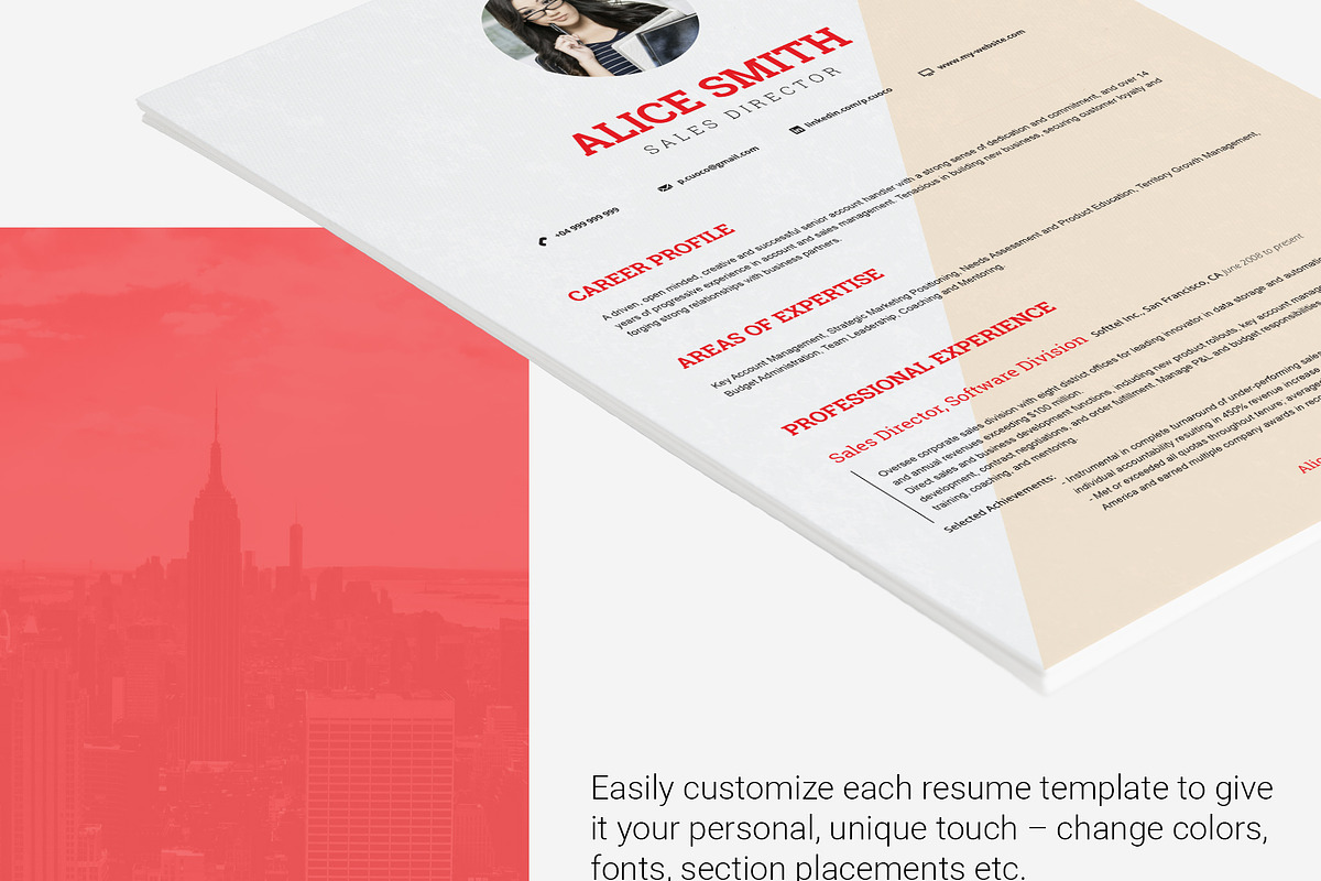 Resume Template Alice, a Resume Template by arte grafica
