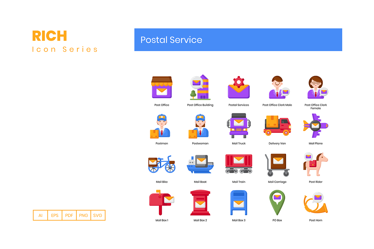 75 Postal Service Icons | Rich, an Icon by Flat Icons | Creative Market