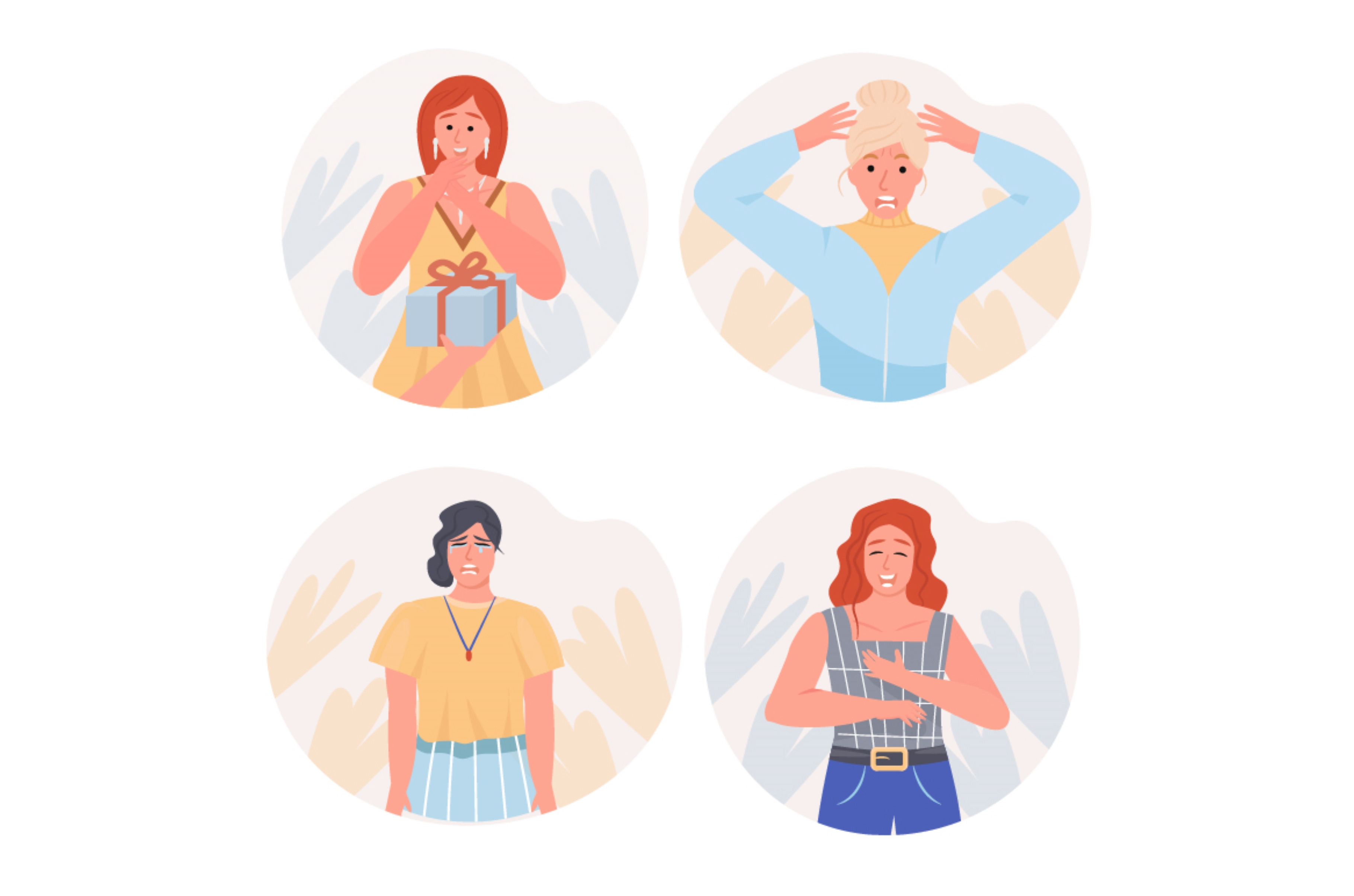 Different emotions scenes set, a Person Illustration by Dessign Sells