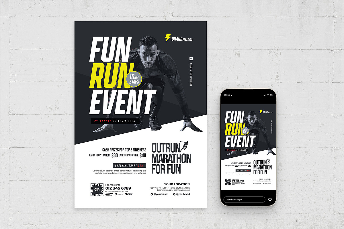 Running Events Flyer Template, a Flyer Template by BrandPacks