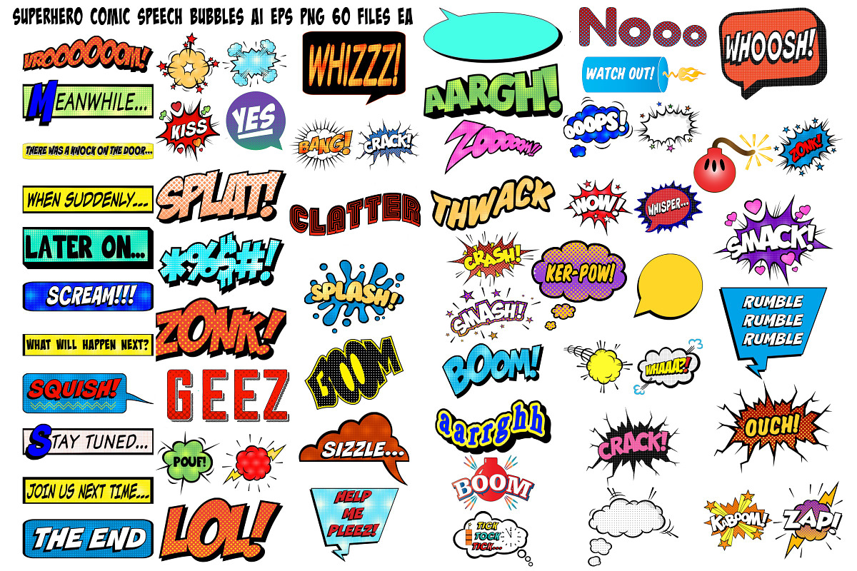 Superhero Comic Speech Bubbles, an Illustration by FrankiesDaughtersDesign