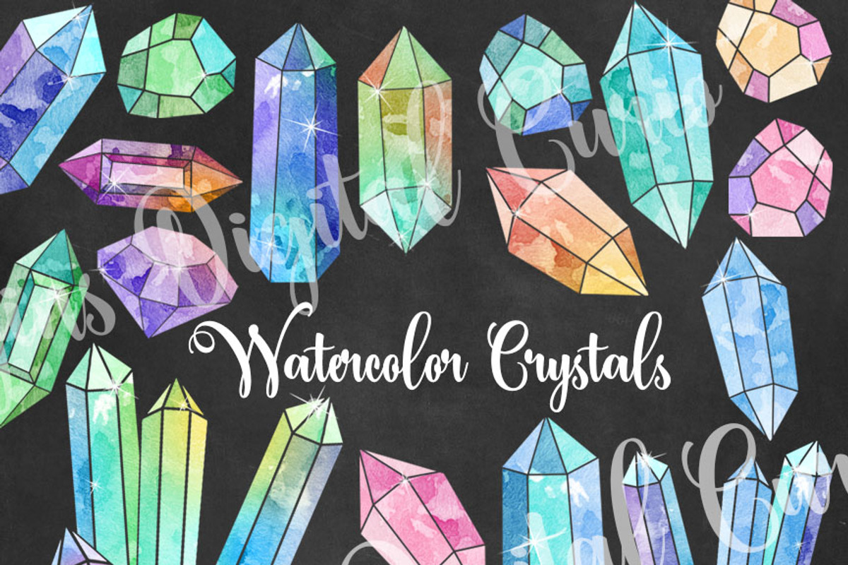 Watercolor Crystal Clipart, an Object Graphic by Digital Curio