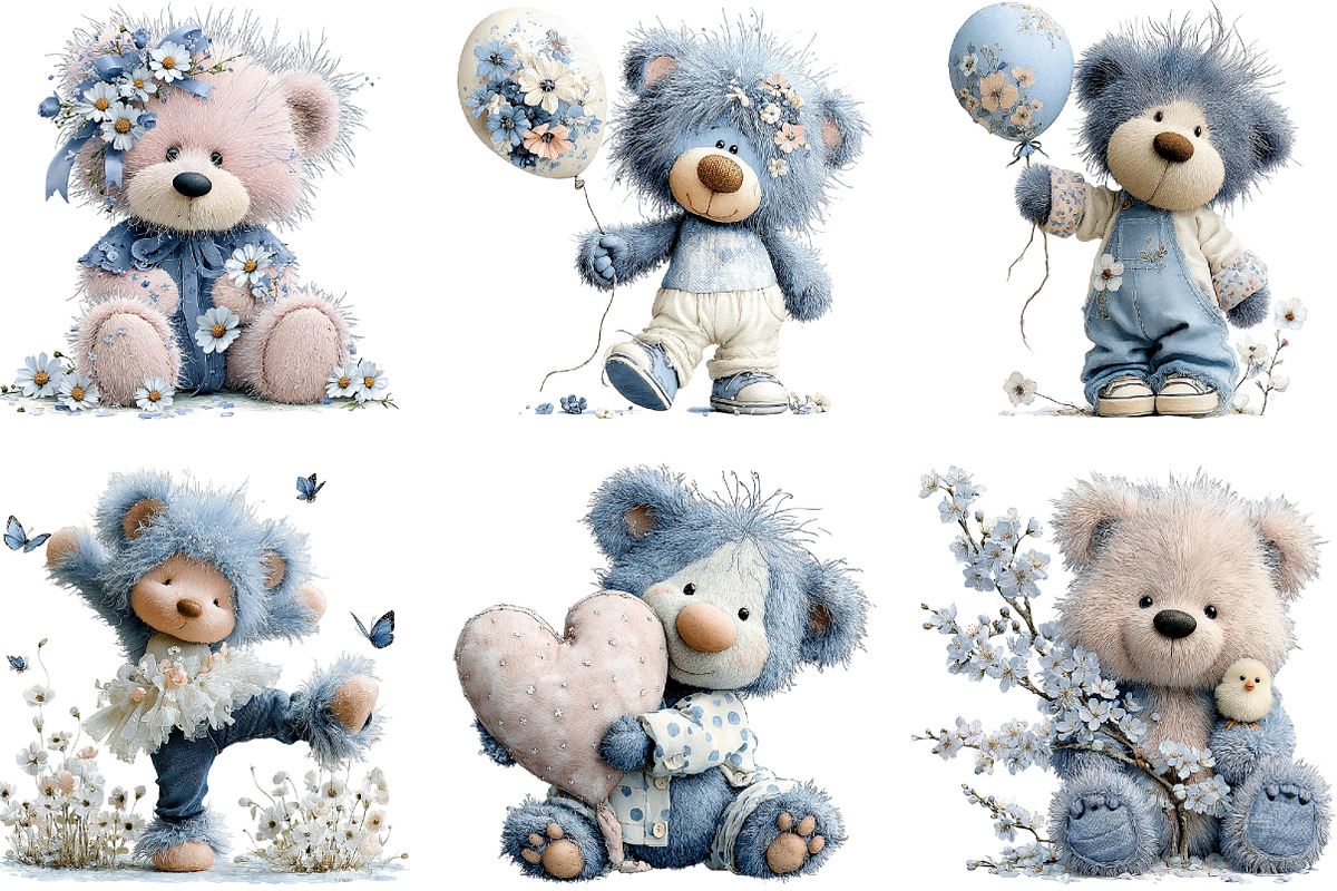 Spring Teddy Bear Clipart, an Illustration by CraftArtStudio