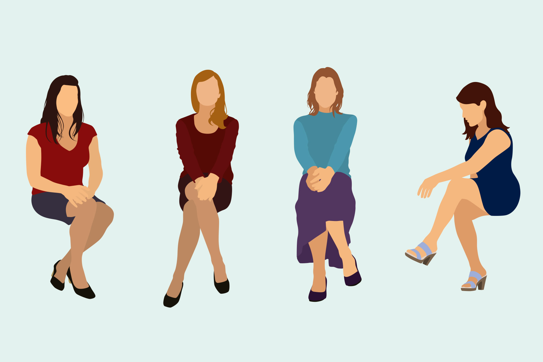 Women Sitting Down, an Illustration by Ellegant Media