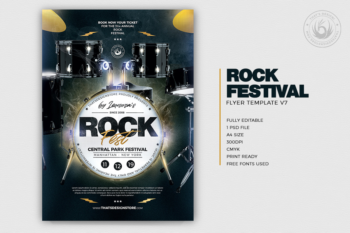 Rock Festival Flyer Template V8, a Flyer Template by ThatsDesign Art