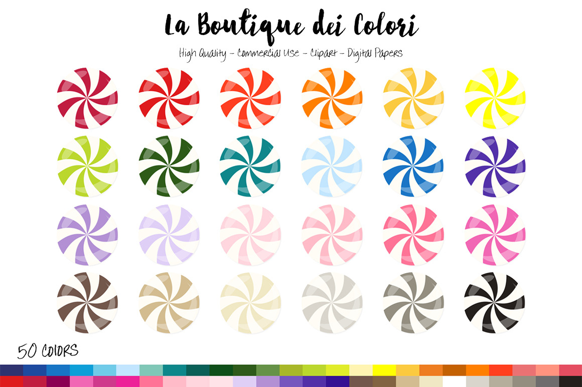 50 Rainbow Candy Swirl Clip Art, an Illustration by La Boutique dei ...
