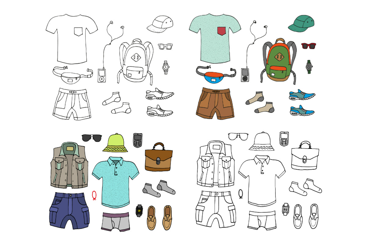 Fashion trendy looks Doodle Set, an Illustration by WINS Doodle shop