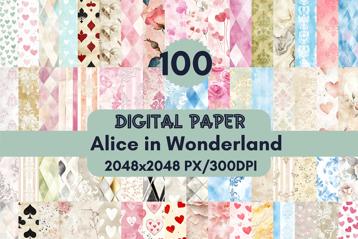 Alice in Wonderland Digital Paper | Creative Market