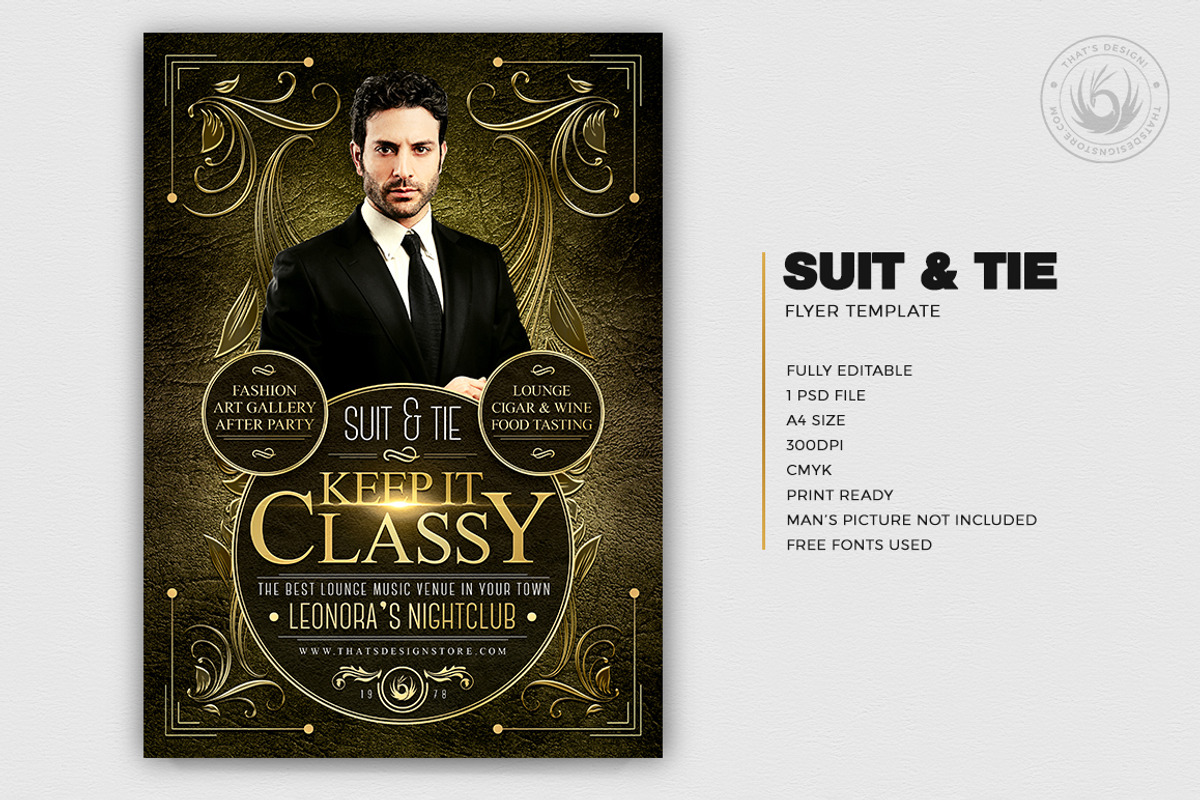 Suit and Tie Flyer Template V2, a Flyer Template by ThatsDesign Art
