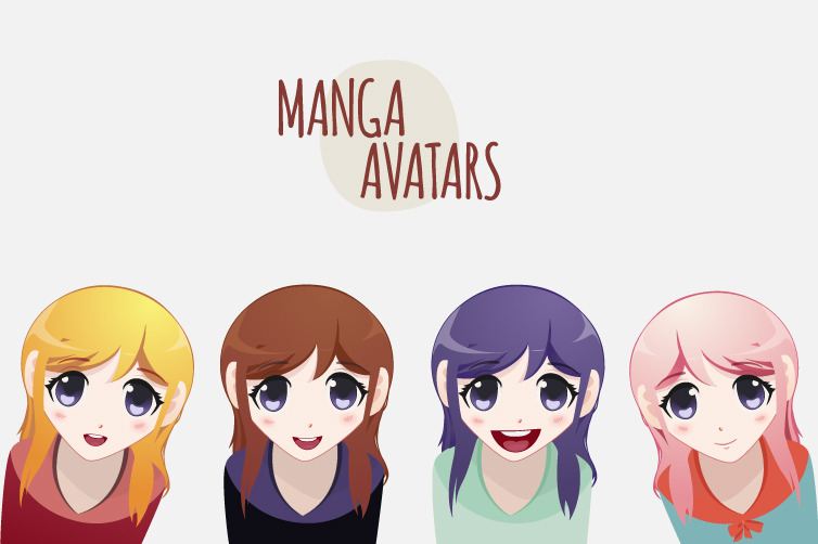 4 x Anime avatars, an Illustration by Beatriz Gascón