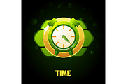 Green clock icon with time, badge, an Icon by BabySofja
