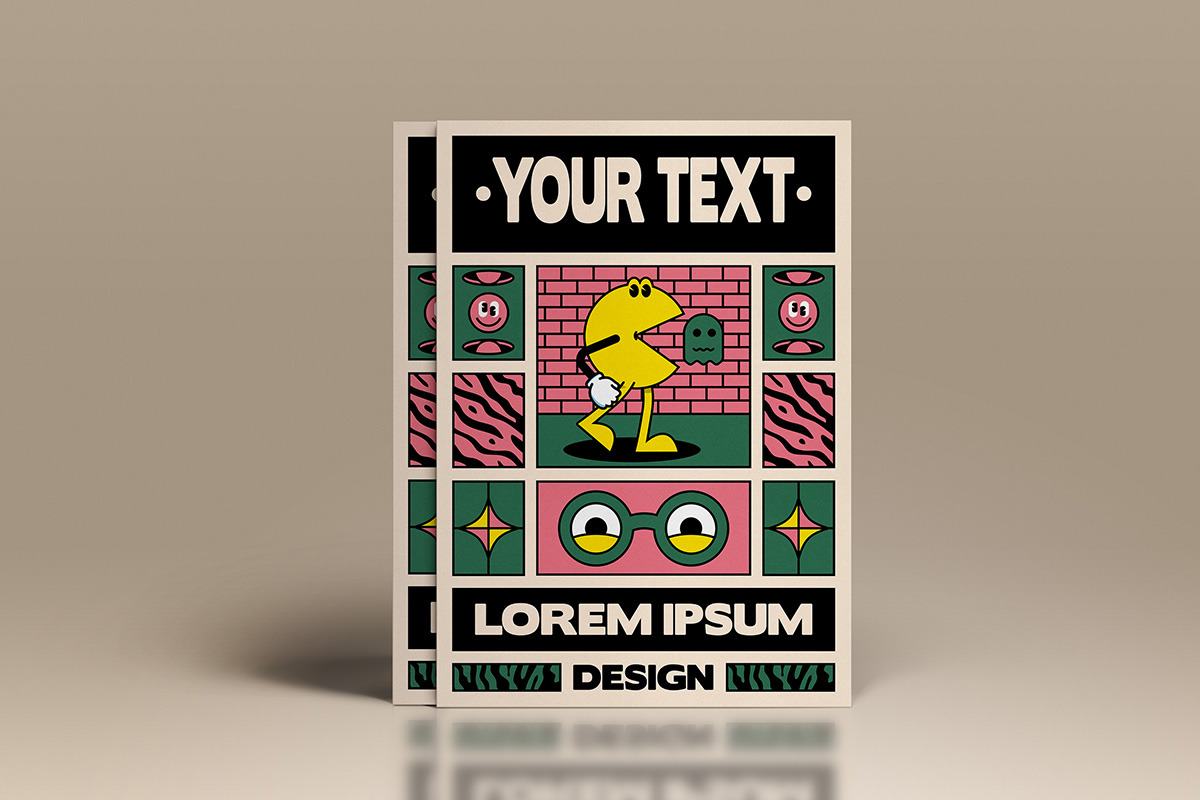 Retro posters or banners 90s style, a Decorative Illustration by ...