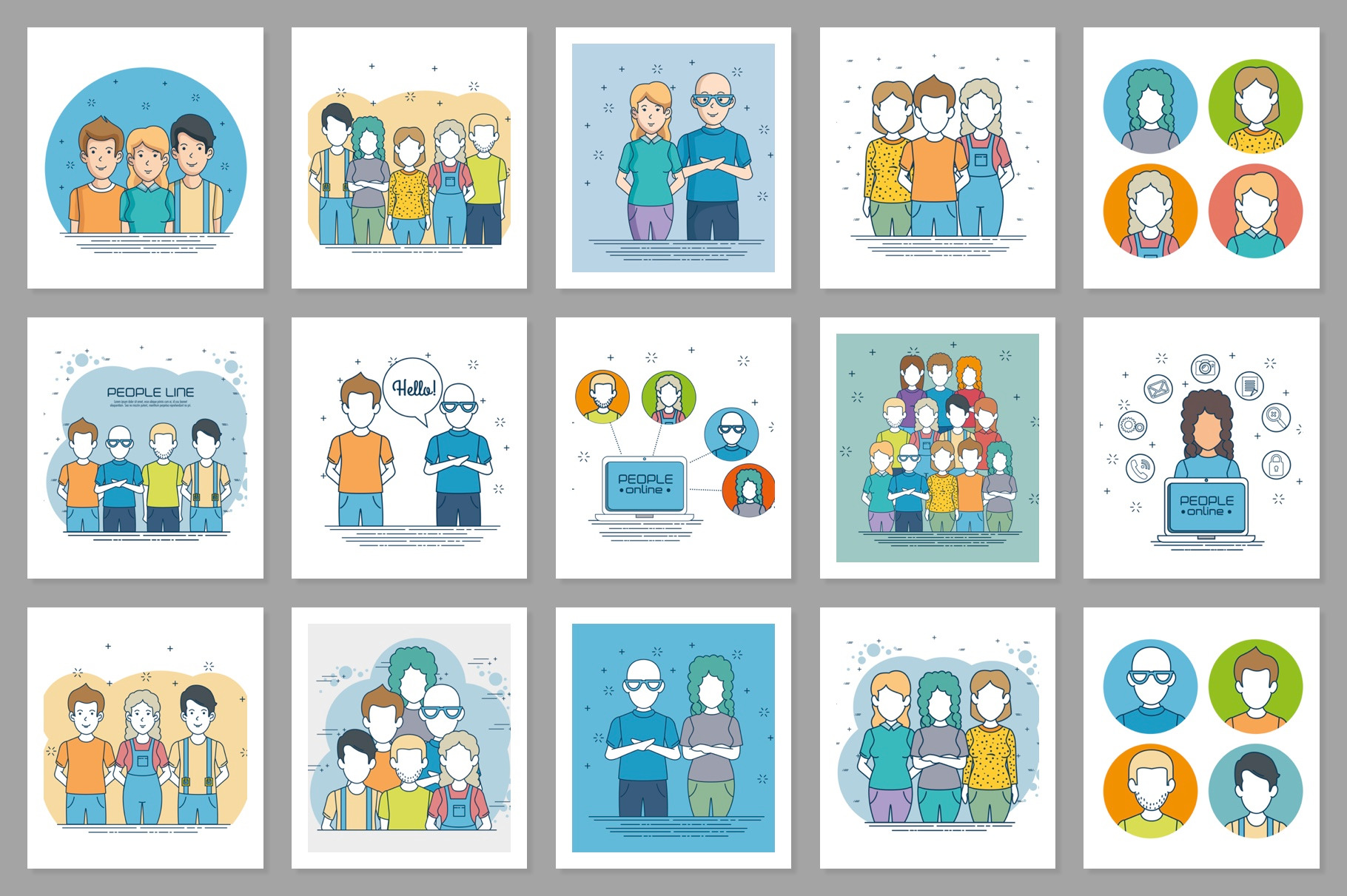 30 young people vector set, a Background Graphic by studiogstock