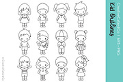 Kid Character Outlines Vector EPS, a Person Illustration by ...