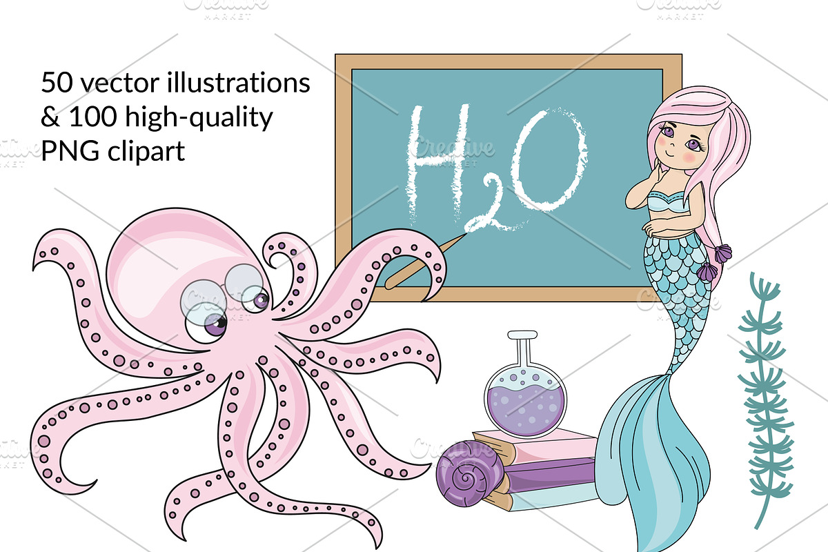 MERMAID SCHOOL, a Decorative Illustration by FARAWAYKINGDOM