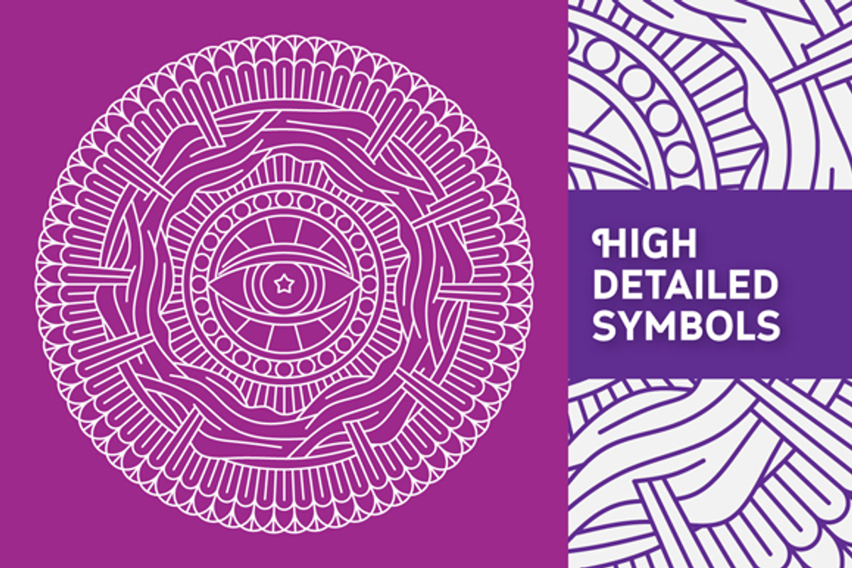 Set of Sacred Symbols and Patterns, an Illustration by Zhurov