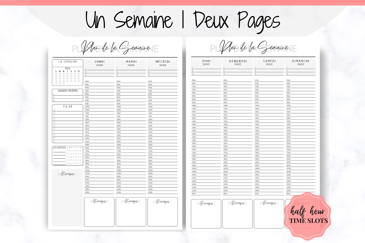 FRENCH Weekly Planner Printable