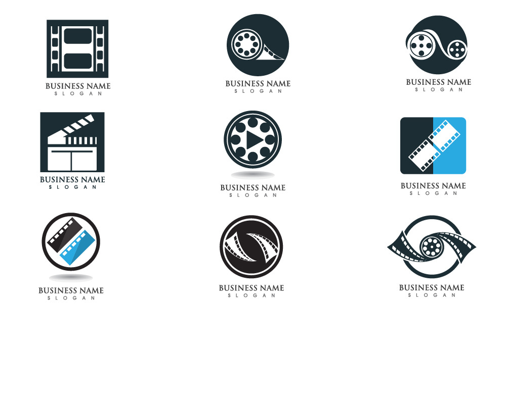 Film strip movie player logo set, a Branding & Logo Template by ...