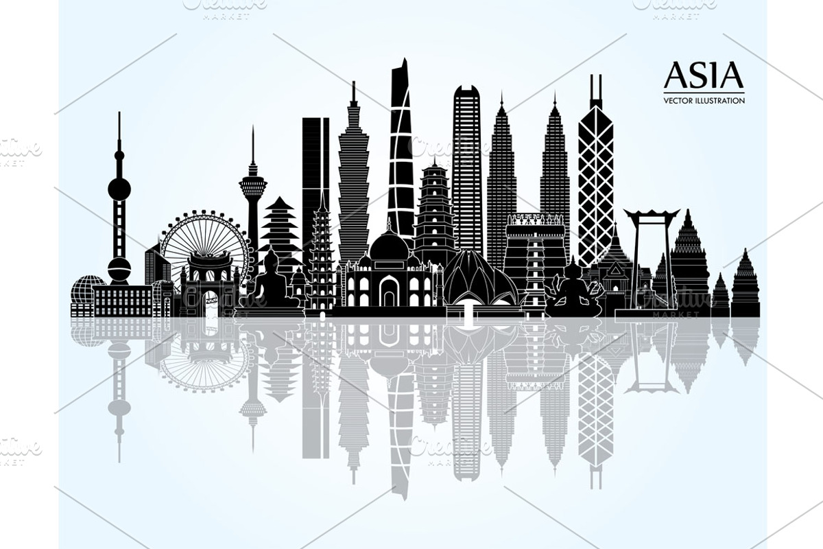 Asia skyline, an Illustration by LisaKolbasa