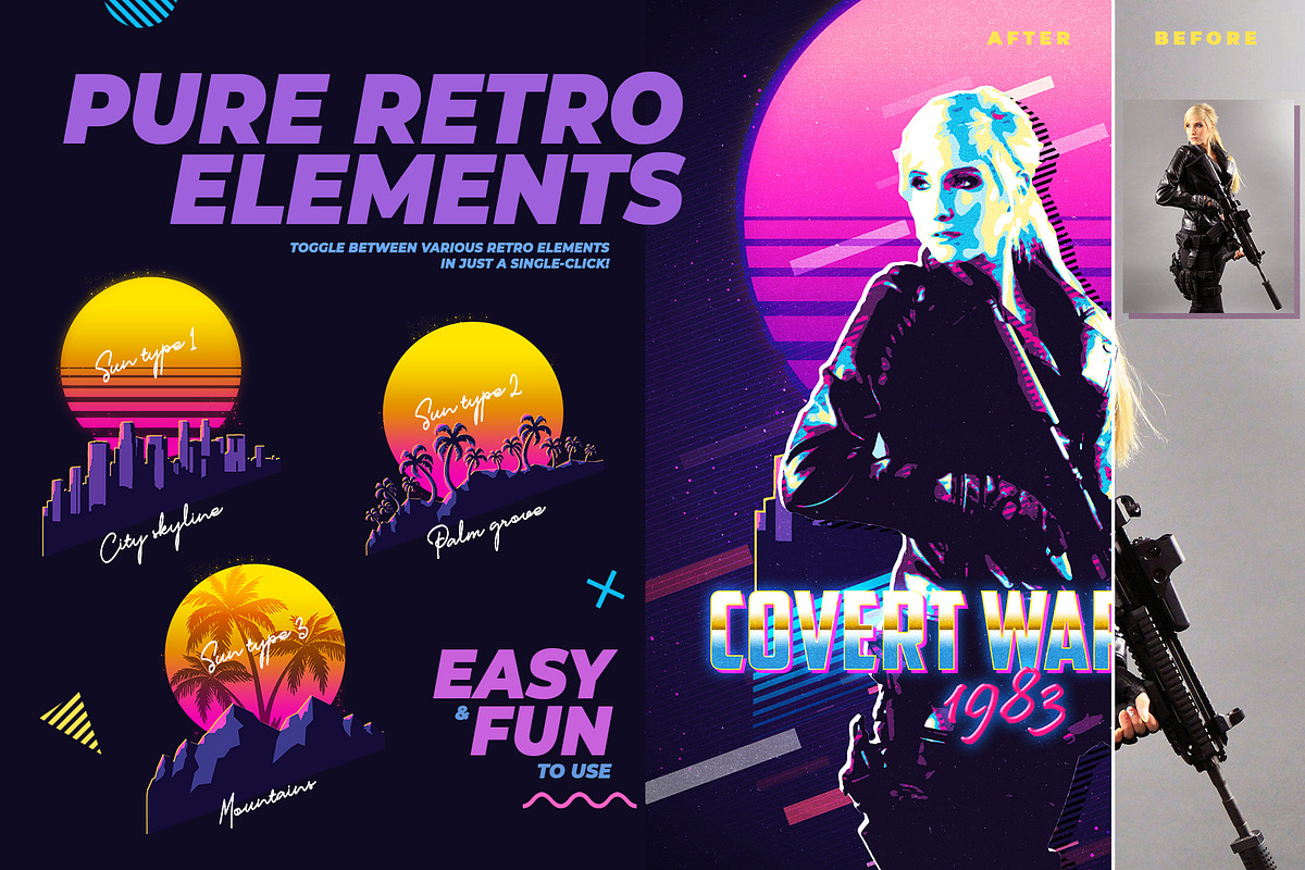 80s Retro Poster Photoshop Action