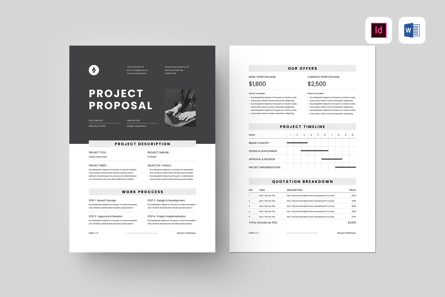 Proposal | MS Word & Indesign, a Stationery Template by Leaflove